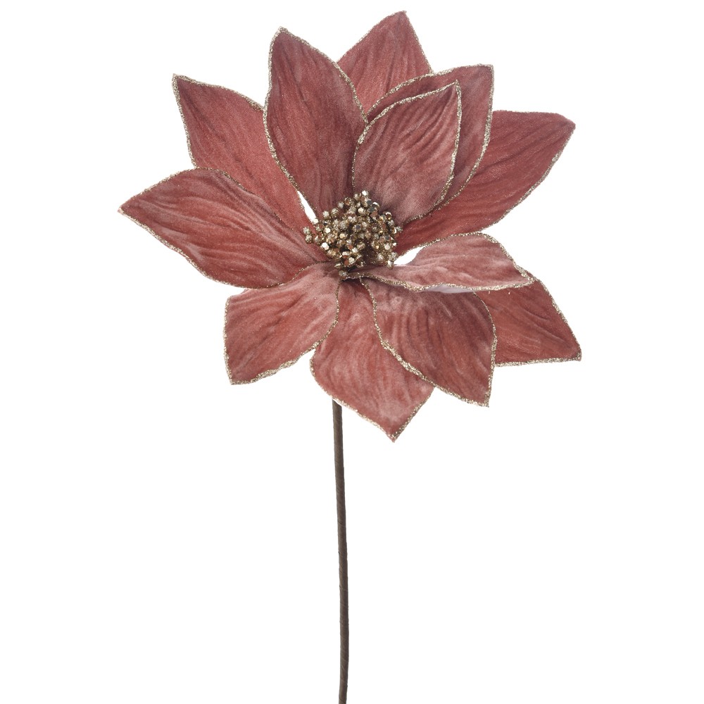 Crăciuniță roz coral din catifea 60cm | Atelierul Lui Mos Craciun